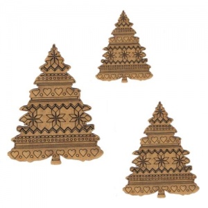 Xmas Tree with Christmas Pattern MDF Wood Shape